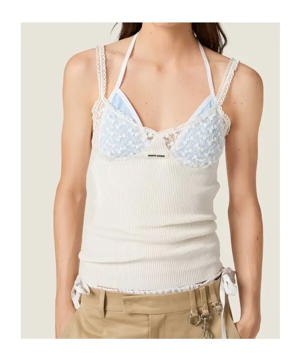 Miu Miu Cotton And Lace Top