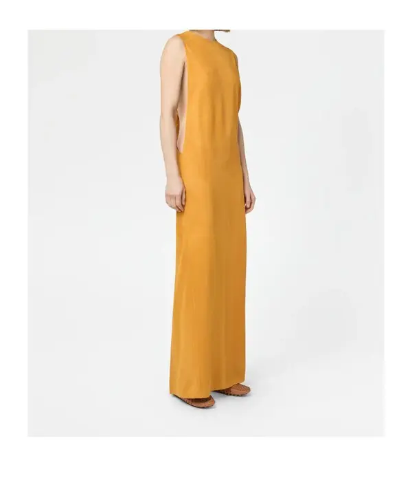 TOD'S Twisted Open-back Leather Maxi Dress - Yellow