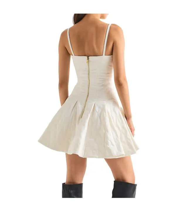 Balmain Spaghetti Strap Sweetheart Neckline Mini Dress With Button Detail