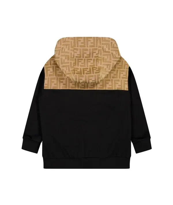 Fendi Color-block Monogram Hooded Zip-up Jacket