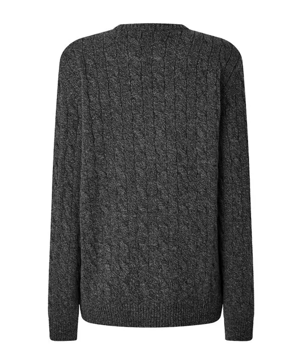 Valentino Garavani Crew Neck Cable Knit Sweater - Black