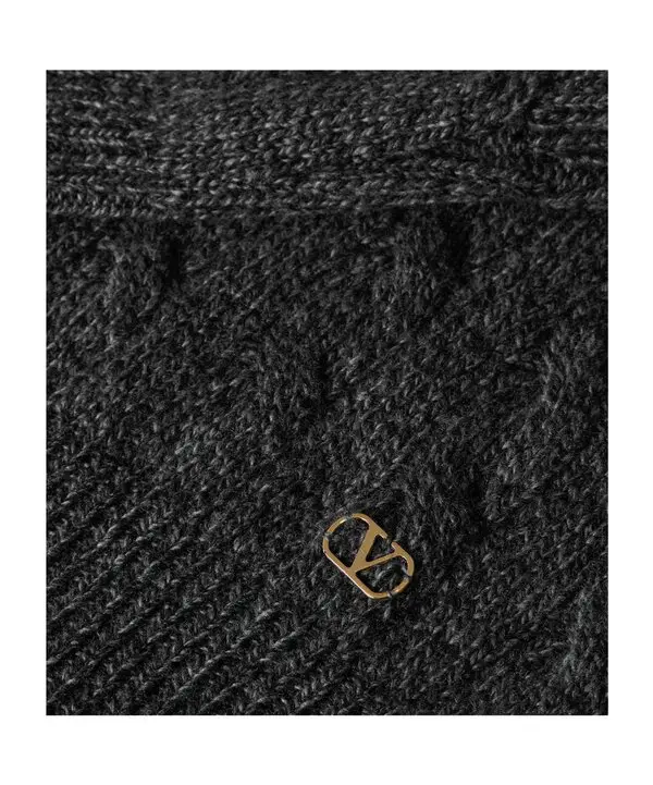 Valentino Garavani Crew Neck Cable Knit Sweater - Black