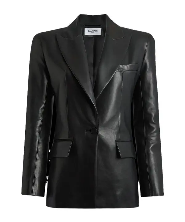 Balmain Structured Shoulder Lambskin Blazer