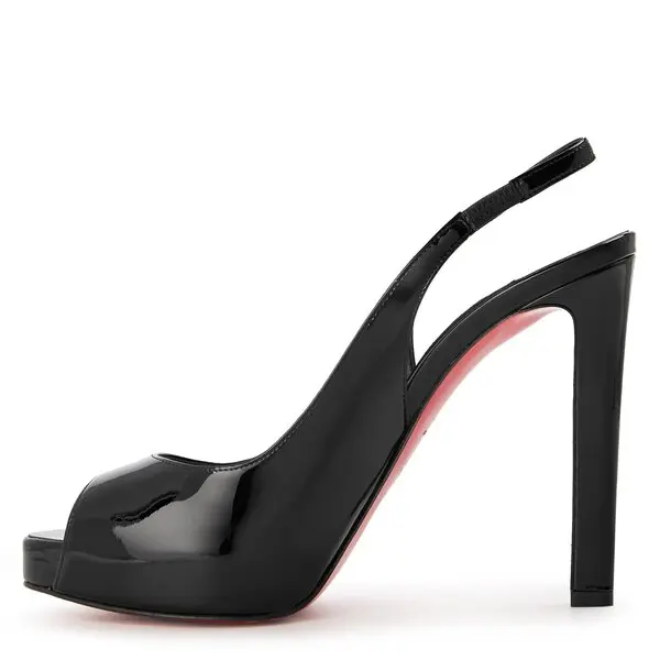 CHRISTIAN LOUBOUTIN Patent Leather Platform Slingback Pumps - Black