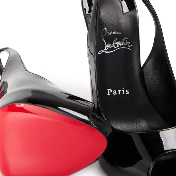 CHRISTIAN LOUBOUTIN Patent Leather Platform Slingback Pumps - Black