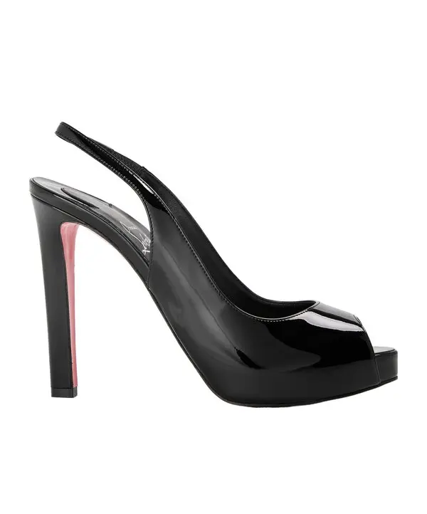 CHRISTIAN LOUBOUTIN Patent Leather Platform Slingback Pumps - Black