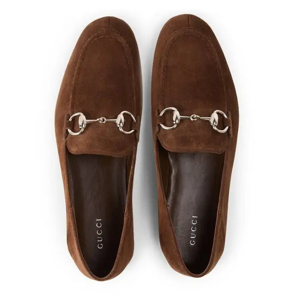 Gucci Suede Flat Loafers With Horsebit Detail - Brown