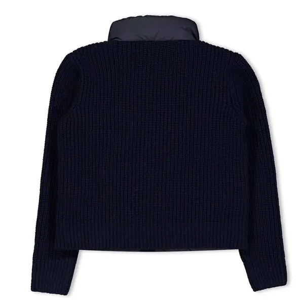 Moncler Stand Collar Spliced Knit Sleeve Jacket