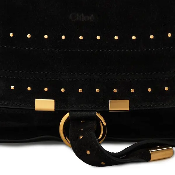 Chloé Metal Studded Velvet Shoulder Bag