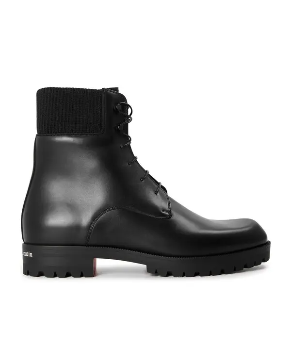 CHRISTIAN LOUBOUTIN Polished Leather Combat Ankle Boots