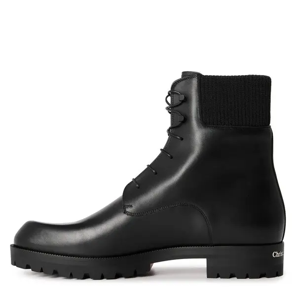 CHRISTIAN LOUBOUTIN Polished Leather Combat Ankle Boots