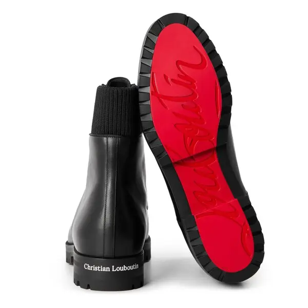 CHRISTIAN LOUBOUTIN Polished Leather Combat Ankle Boots