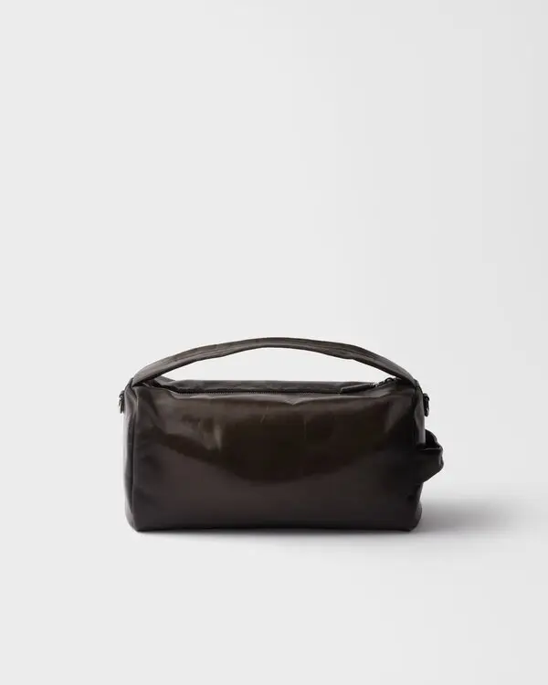 Prada Antiqued Leather Shoulder Bag - Black