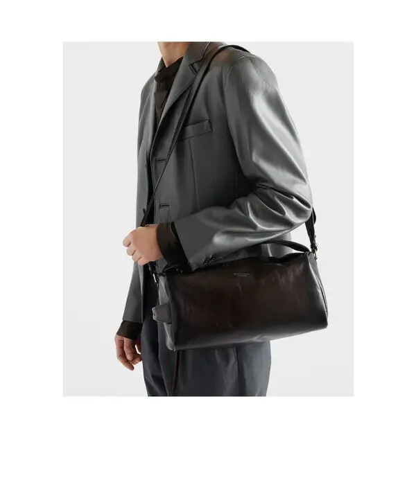 Prada Antiqued Leather Shoulder Bag - Black