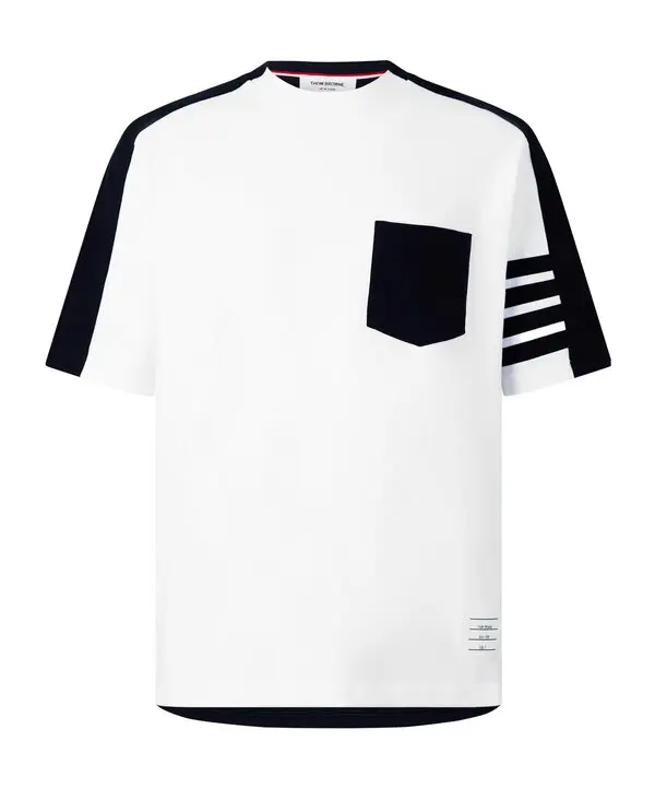 Thom Browne Body With Black Sleeves Crewneck Tee - White