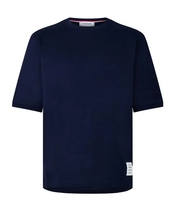 Thom Browne Navy Crewneck Mid-sleeve Tee - No
