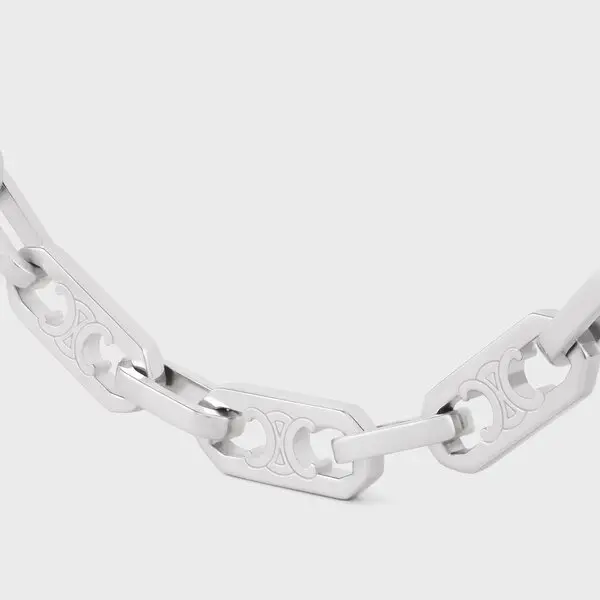 Celine Triomphe Small Octagon Necklace In Brass With Rhodium Finish