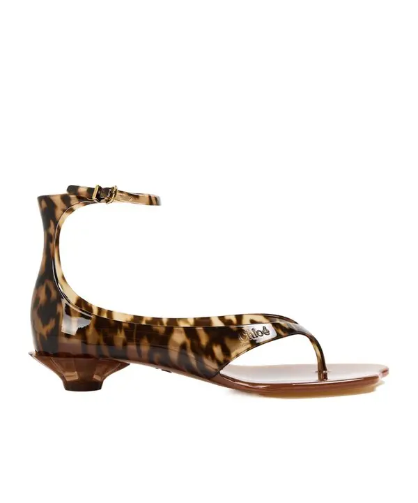 Chloé Leopard Print Jelly Sandals - Brown