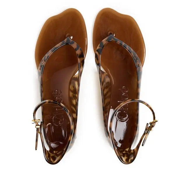 Chloé Leopard Print Jelly Sandals - Brown