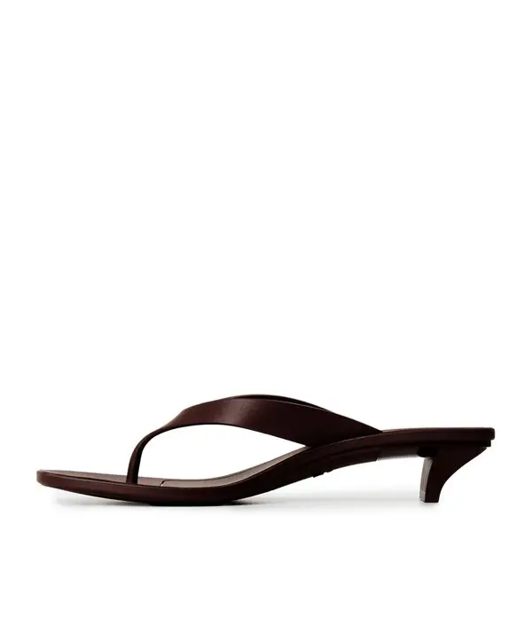 Gucci Dark Brown Thong Kitten Heel Slipper - No