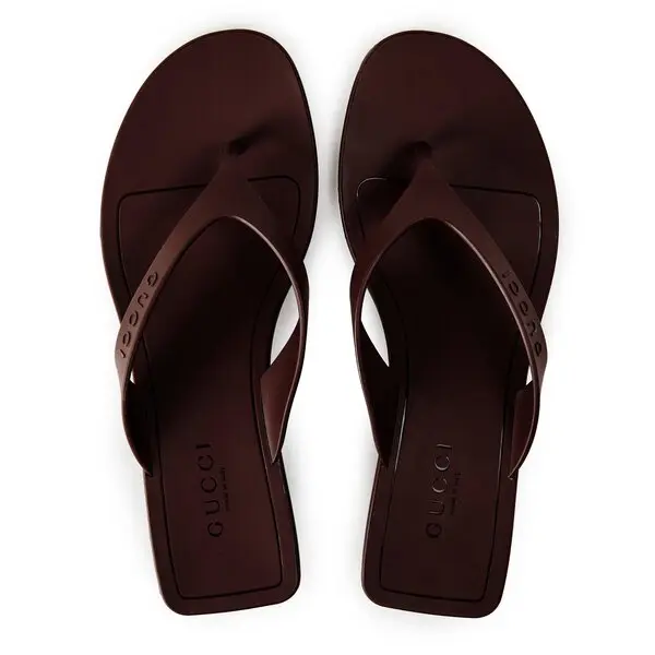 Gucci Dark Brown Thong Kitten Heel Slipper - No