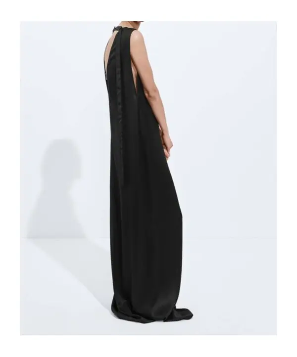 Bottega Veneta Fluid Silk Satin Maxi Dress With Integrated Shawl