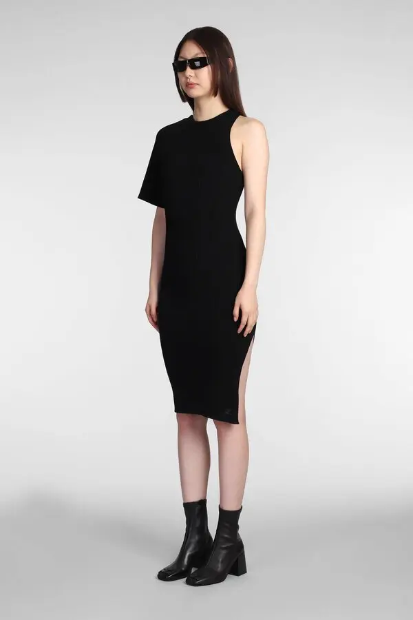 COURREGES Asymmetric Ribbed-knit Midi Dress