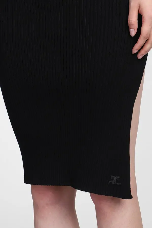 COURREGES Asymmetric Ribbed-knit Midi Dress
