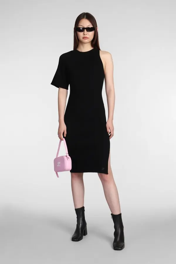 COURREGES Asymmetric Ribbed-knit Midi Dress