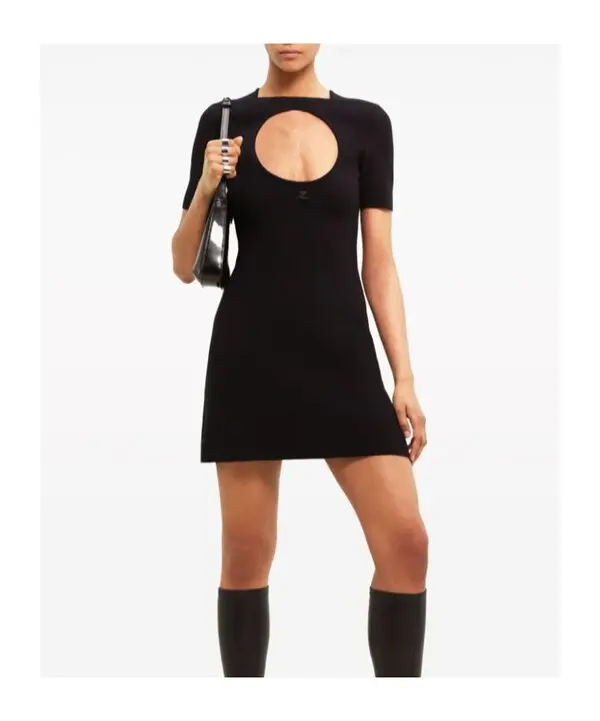 COURREGES Hollowed-out Knitted Mini Dress