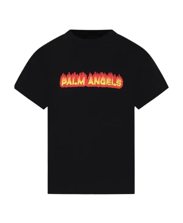 Palm Angels Flames Logo-print Cotton T-shirt