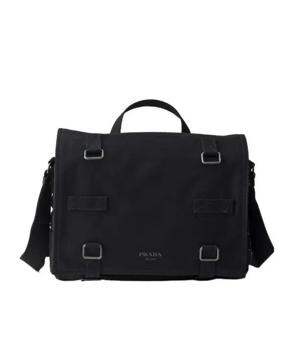 Prada Canvas Shoulder Bag - Black