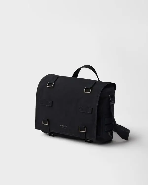 Prada Canvas Shoulder Bag - Black