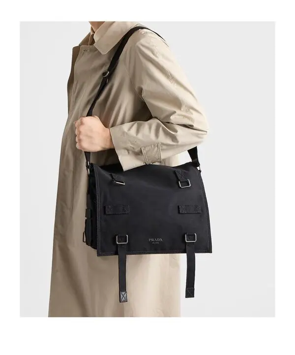 Prada Canvas Shoulder Bag - Black