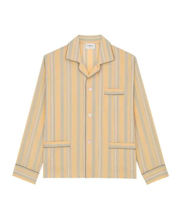 Saint Laurent Striped Cotton And Silk Pajama Top