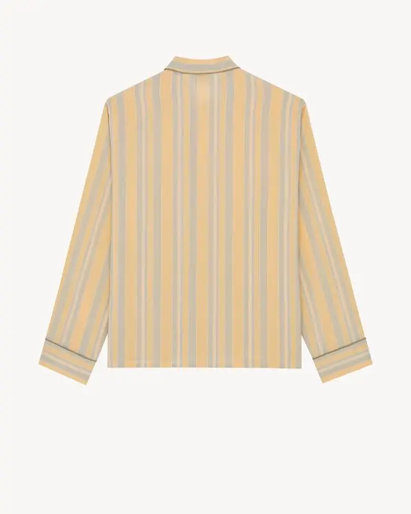 Saint Laurent Striped Cotton And Silk Pajama Top