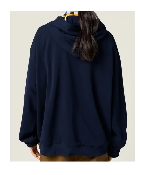 Miu Miu Piqué Cotton Hoodie - Blue