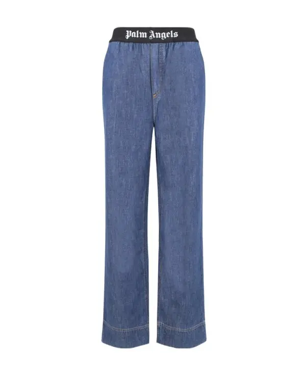 Palm Angels Mid-waisted Wide-leg Jeans