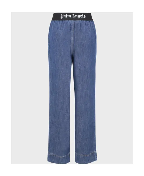 Palm Angels Mid-waisted Wide-leg Jeans