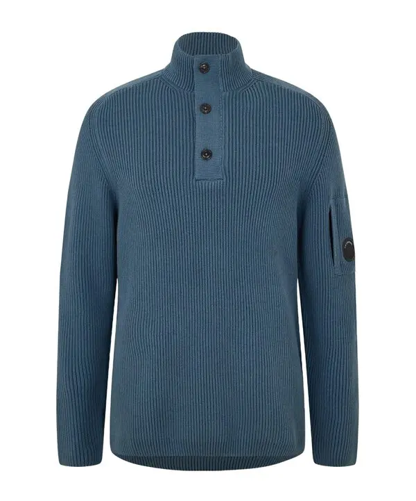 C.P. COMPANY Ribbed Crew Neck Knit With Button Detail