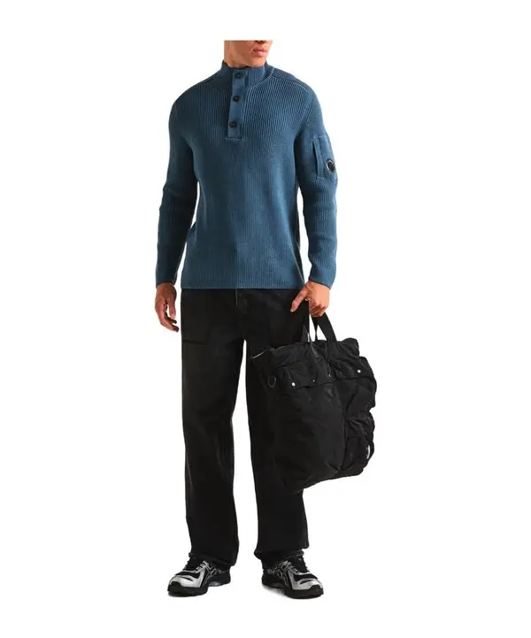 C.P. COMPANY Ribbed Crew Neck Knit With Button Detail