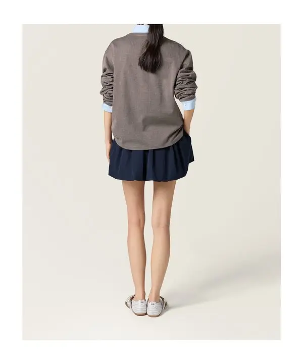 Miu Miu Flared Poplin Mini Skirt - Black