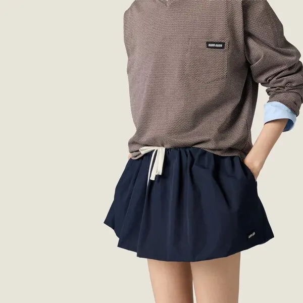 Miu Miu Flared Poplin Mini Skirt - Black