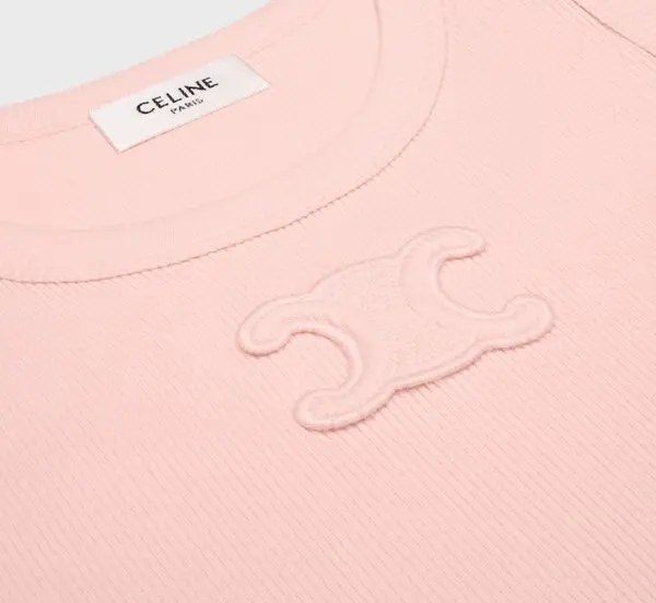 Celine Triomphe Tank Top In Ribbed Cotton