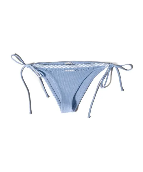 Miu Miu Crochet Trimmed Cotton Panty - Blue
