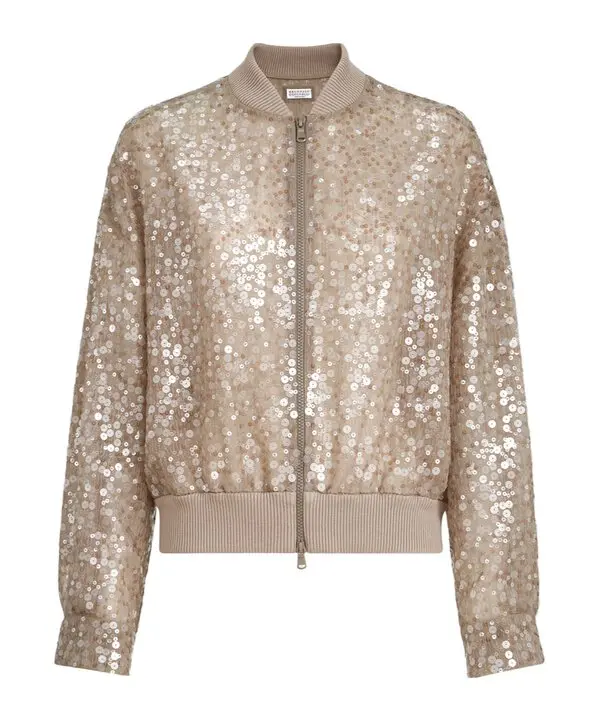 Brunello Cucinelli Sequin-embroidery Bomber Jacket