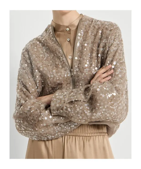Brunello Cucinelli Sequin-embroidery Bomber Jacket