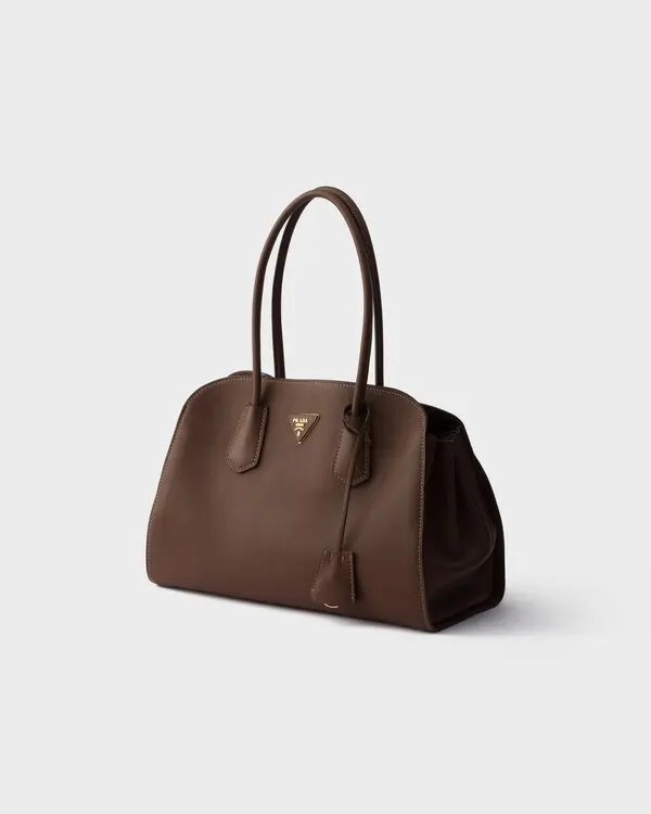 Prada Medium Leather Tote Bag - Black