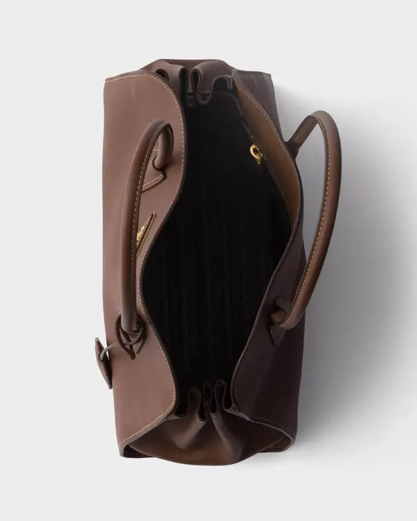 Prada Medium Leather Tote Bag - Black