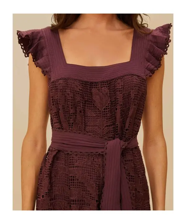 Farm Rio Pineapple Lace Midi Dress